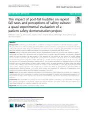 The Impact Of Post Fall Huddle Pdf Jones Et Al BMC Health Services Research Https Doi Org 10