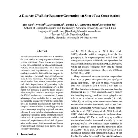 A Discrete Cvae For Response Generation On Short Text Conversation