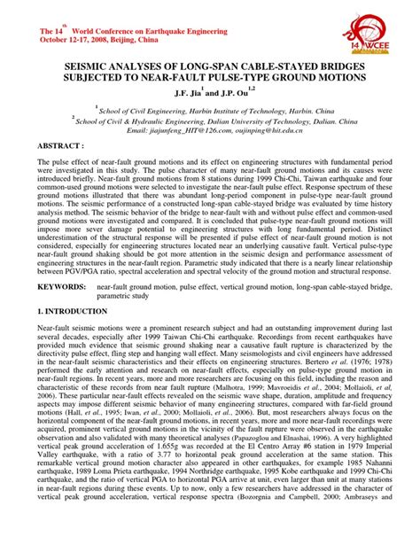 Seismic Analyses Of Long Span Cable Stayed Bridges Subjected To Near Fault Pulse Type Ground