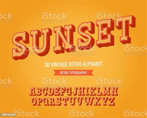 빈티지 3d 알파벳입니다 레트로 서체입니다 벡터 글꼴 그림 개념에 대한 스톡 벡터 아트 및 기타 이미지 개념 그리기 기술 Istock