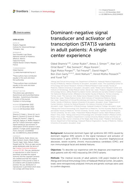 Pdf Dominant Negative Signal Transducer And Activator Of Transcription Stat 3 Variants In