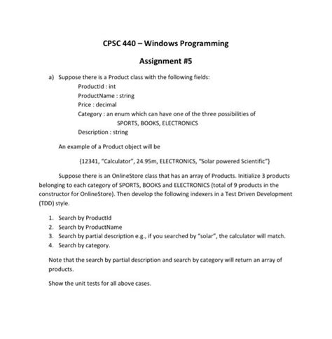 Solved Cpsc 440 Windows Programming Assignment 5 A