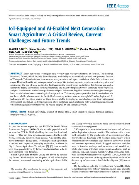 Iot Equipped And Ai Enabled Next Generation Smart Agriculture A Critical Review Current