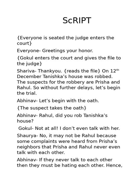 Script For Mock Trial Pdf Crimes Crime And Violence