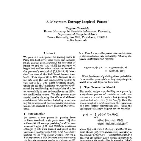 A Maximum Entropy Inspired Parser Acl Anthology