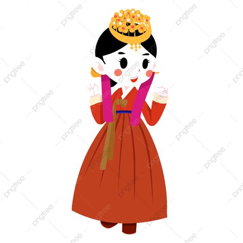 卡通韓國可愛人物 韓服 可愛 傳統的素材圖案，psd和png圖片免費下載
