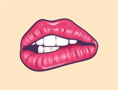 Sexy Red Lips Biting Women Mouth Vector Illustration 15311042 Vector