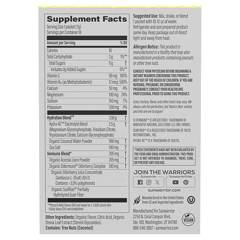 Sunwarrior Sport Active Hydration Strawberry Lemon Twist 18