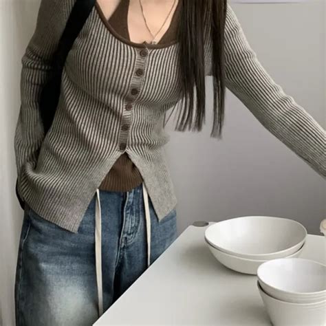 오앤드 유니크 페이크 홀터 레이어드 니트 위시버킷