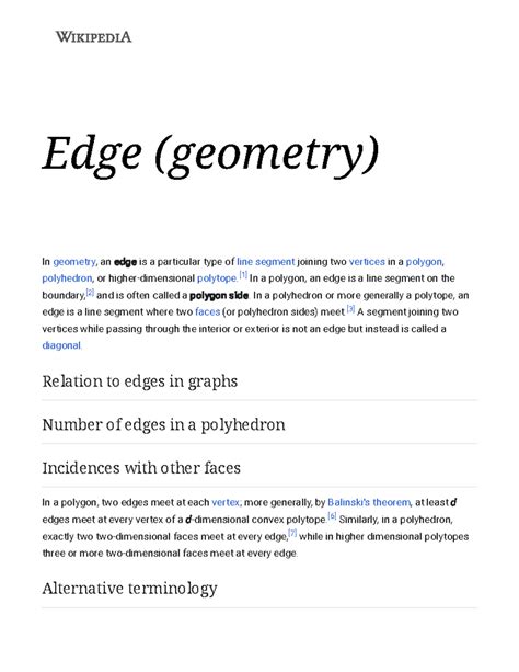 Edge Geometry Wikipedia Edge Geometry In Geometry An Edge Is A