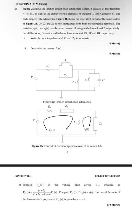 Solved Question 2 20 Marks A Figure 2a Shows The Ignition