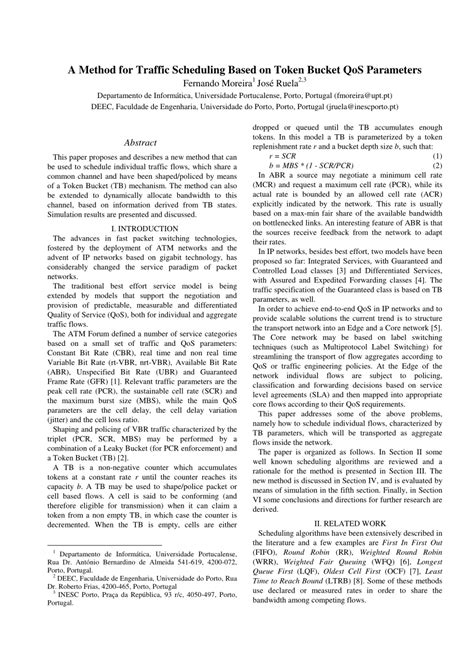 pdf a method for traffic scheduling based on token bucket qos parameters