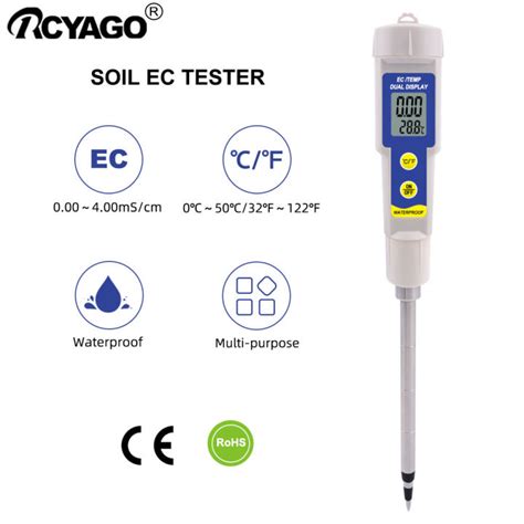 RCYAGO Digital Soil EC Meter Temperature Meter MS Cm Eltrical Conductivity Meter For