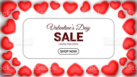 발렌타인 데이 판매 배너 웹 사이트 배경 빨간 하트 프레임 3d 렌더링 밸런타인데이에 대한 스톡 사진 및 기타 이미지 밸런타인데이 세일 2월 Istock