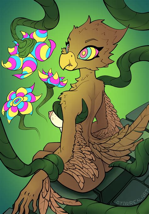Rule 34 Anthro Avian Beak Breasts Empty Stare Feathers Female Flower