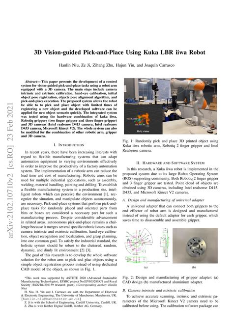 3d Vision Guided Pick And Place Using Kuka Lbr Iiwa Robot Deepai