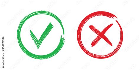 Set Of Green Check Mark And Red Cross Icons Checklist Symbol Approval Plan And Checklist Sign