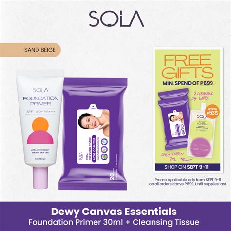 Sola Foundation Primer Spf50pa 7ml Light Beige Travel Duo Tinted