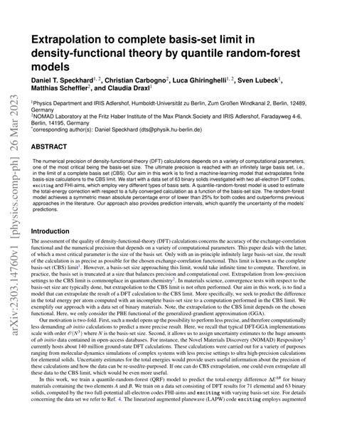 Pdf Extrapolation To Complete Basis Set Limit In Density Functional