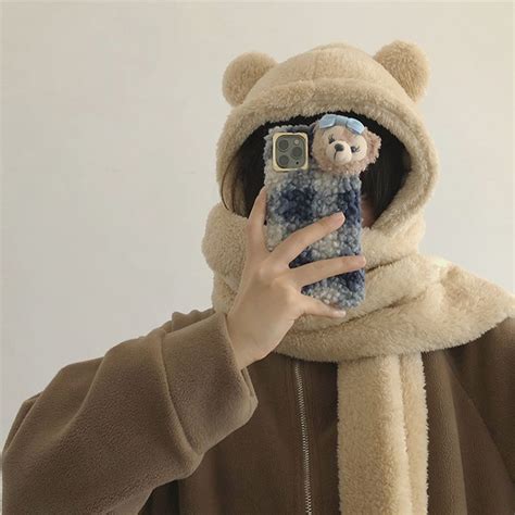 당일출고 곰돌이귀 양털 목도리 패션 데일리 캐주얼
