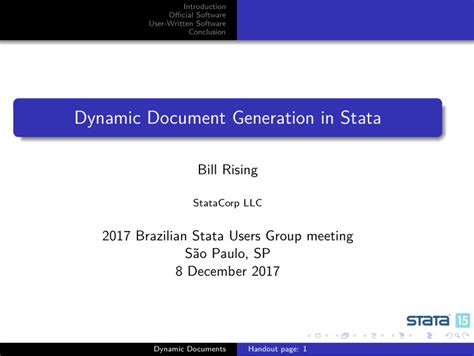 Ppt Dynamic Document Generation In Stata Bill Rising Statacorp Llc