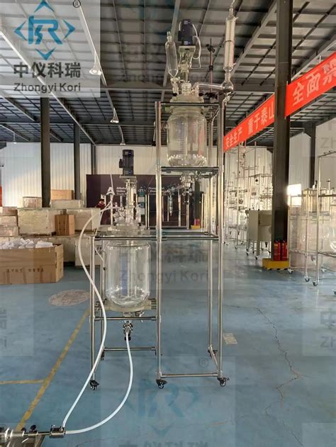 Chemical Lab Bioreactor Glass Lined Reactors With Laboratory Double Layer Jacketed Glass Reactor