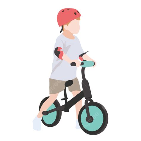 어린이 자전거 타기 어린이 학습 자동차 보호 장비 평면 그림 편평한 삽화 아이 자전거 Png 일러스트 및 벡터 에 대한