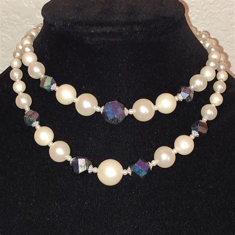 Vintage Jewelry Vintage Iridescent And Pearl Necklace Poshmark