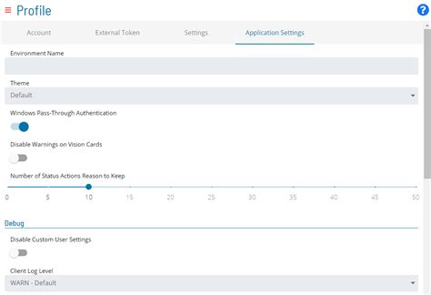 Configuring Application Settings Help