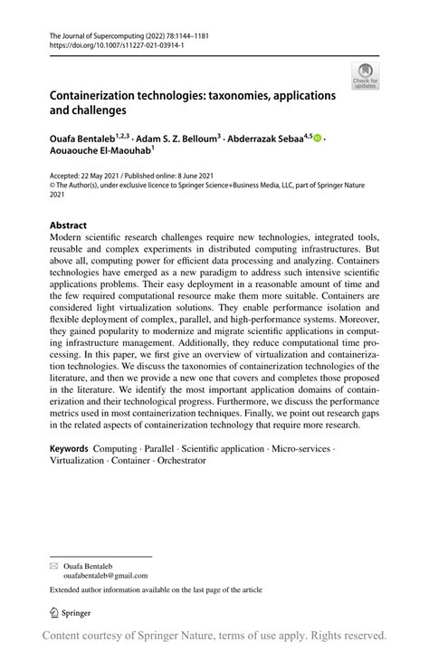 Containerization Technologies Taxonomies Applications And Challenges Request Pdf
