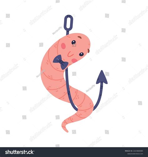 Funny Pink Worm Character Long Body Stock Vector Royalty Free