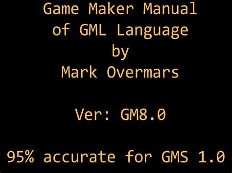 Game Maker Gml Manual By Mark Overmars File Moddb