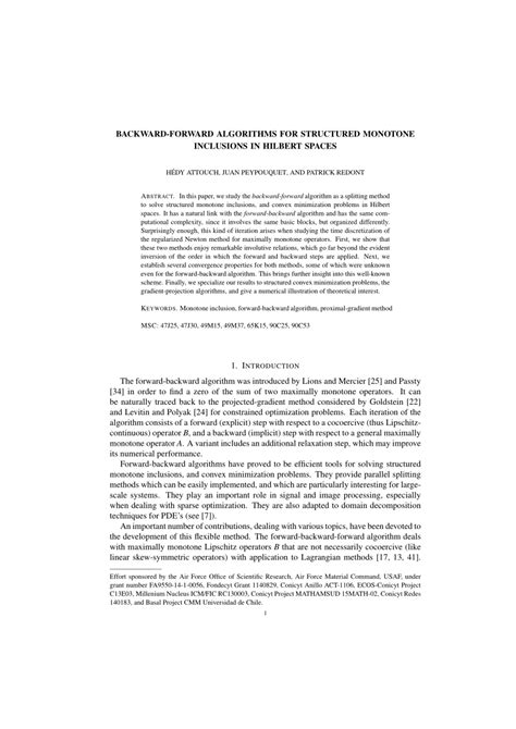 Pdf Backward Forward Algorithms For Structured Monotone Inclusions In