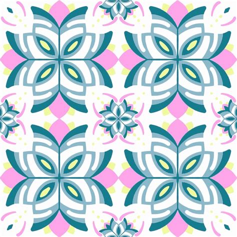 Premium Vector Tile Seamless Pattern Design With Colourful Motifs Background