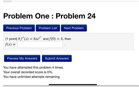 Solved 1 Point If F′ X 6xex2 And F 0 4 F X You Have