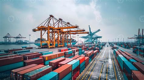 AI Generated A Ship For Transporting Cargo Containers And Also Unloading It At The Docks Of A