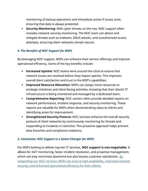 Maximizing It Efficiency And The Critical Role Of Noc Support For Msps At Ai Noc Docx