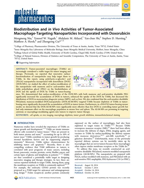 Pdf Biodistribution And In Vivo Activities Of Tumor Associated Macrophage Targeting
