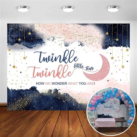 Beautiful Backdrop Navy Blue Blush Pink Gender Reveal Backdrop Twinkle