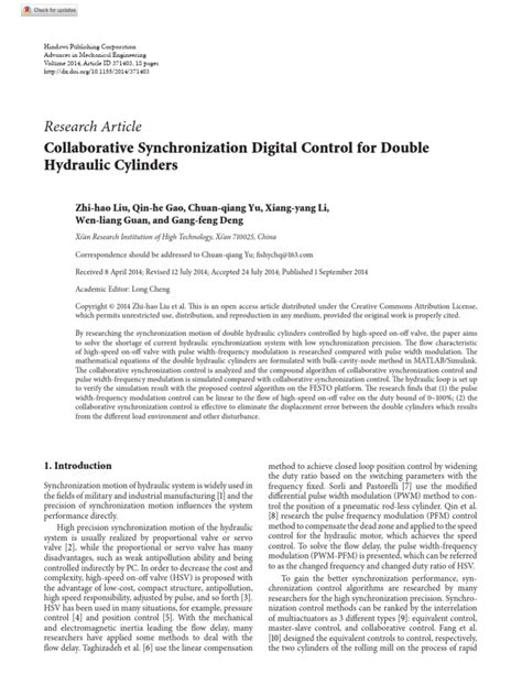 Liu Et Al 2014 Collaborative Synchronization Digital Control For Double Hydraulic Cylinders