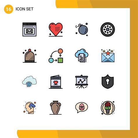 Set Of Vector Flat Color Filled Lines On Grid For Velg Accessories Holiday Science Explosion