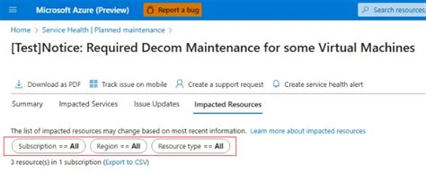 Impacted Resources From Azure Planned Maintenance Events Azure Service Health Microsoft Learn