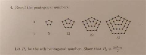 Solved 4 Recall The Pentagonal Numbers 1 5 12 22 Let Pn Be