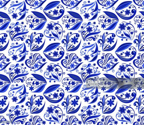 흰색 바탕에 파란 꽃입니다 벡터 일러스트 레이 션 완벽 한 패턴입니다 0명에 대한 스톡 벡터 아트 및 기타 이미지 0명 귀여운 꽃 식물 Istock