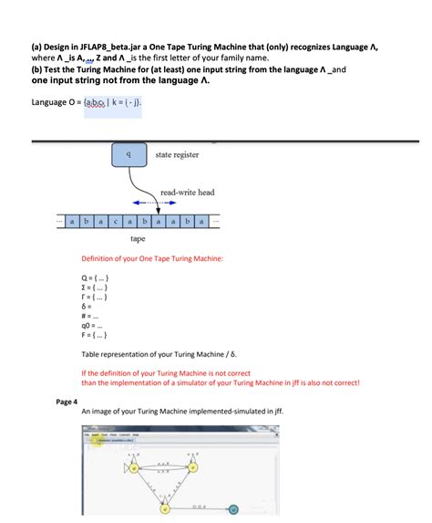 Solved A Design In Jflap8betajar A One Tape Turing