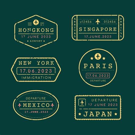 Free Vector Flat Design Passport Stamp Set