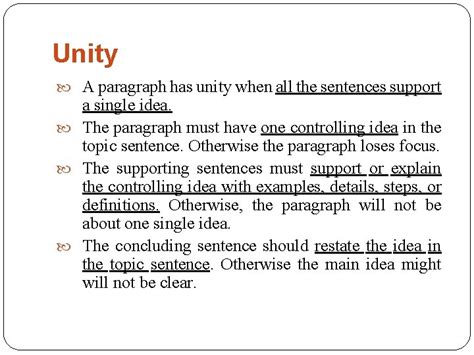 Unity And Coherence Unity A Paragraph Has Unity