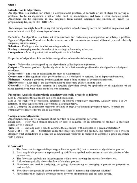 Unit Ii Pdf Algorithms Computer Programming