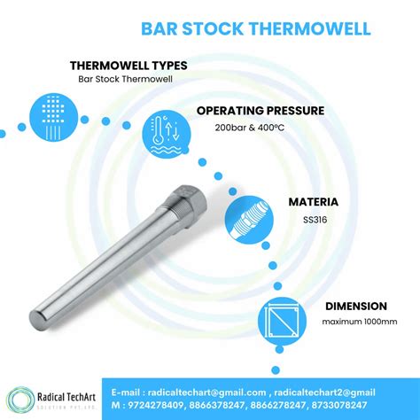 Radical Techart Stainless Steel Bar Stock Thermowell Type Ss316 Size