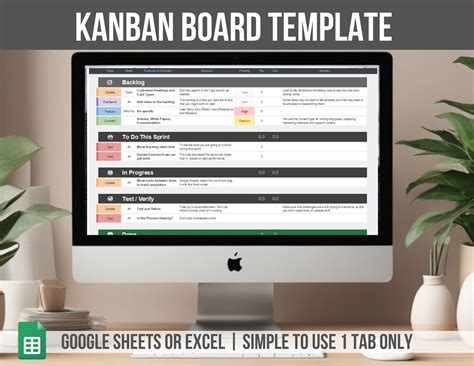 Kanban Board Excel Template Task Tracker Project Management Gantt Chart To Do List